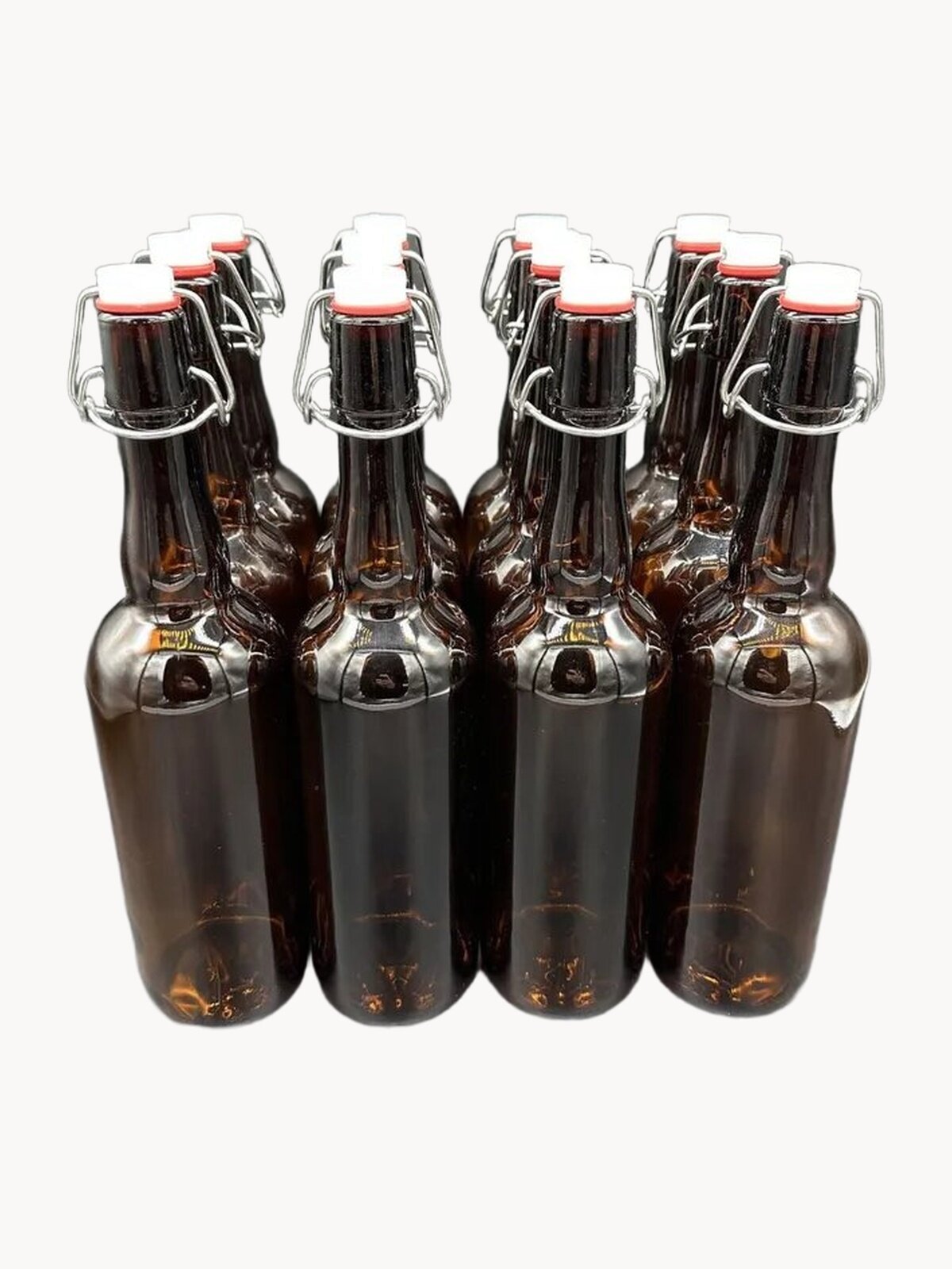 Бутылка стеклянная коричневая с бугельной пробкой 0,75 л (12 штук)