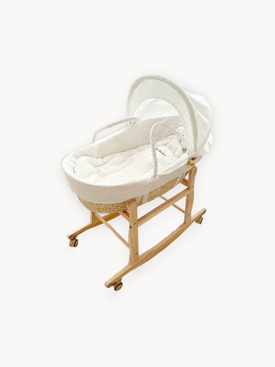 Колыбель, маятниковая, для новорожденных, натуральная, 35x85x90 см, белая