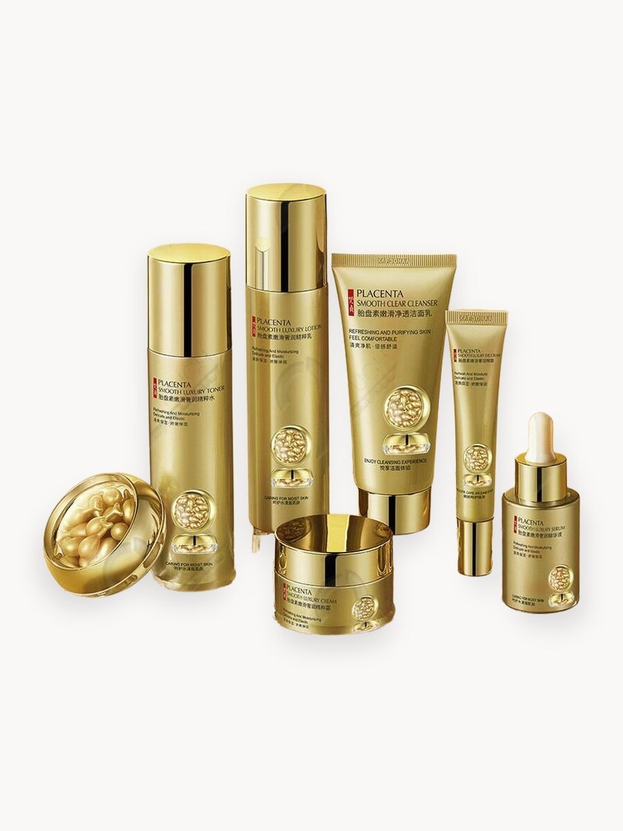 Подарочный набор уходовой косметики для лица ингредиенты Южная Корея 7 средств: пенка для умывания и тоник для лица/сыворотка, лосьон, крем для кожи вокруг глаз, капсульная сыворотка, бьютибокс