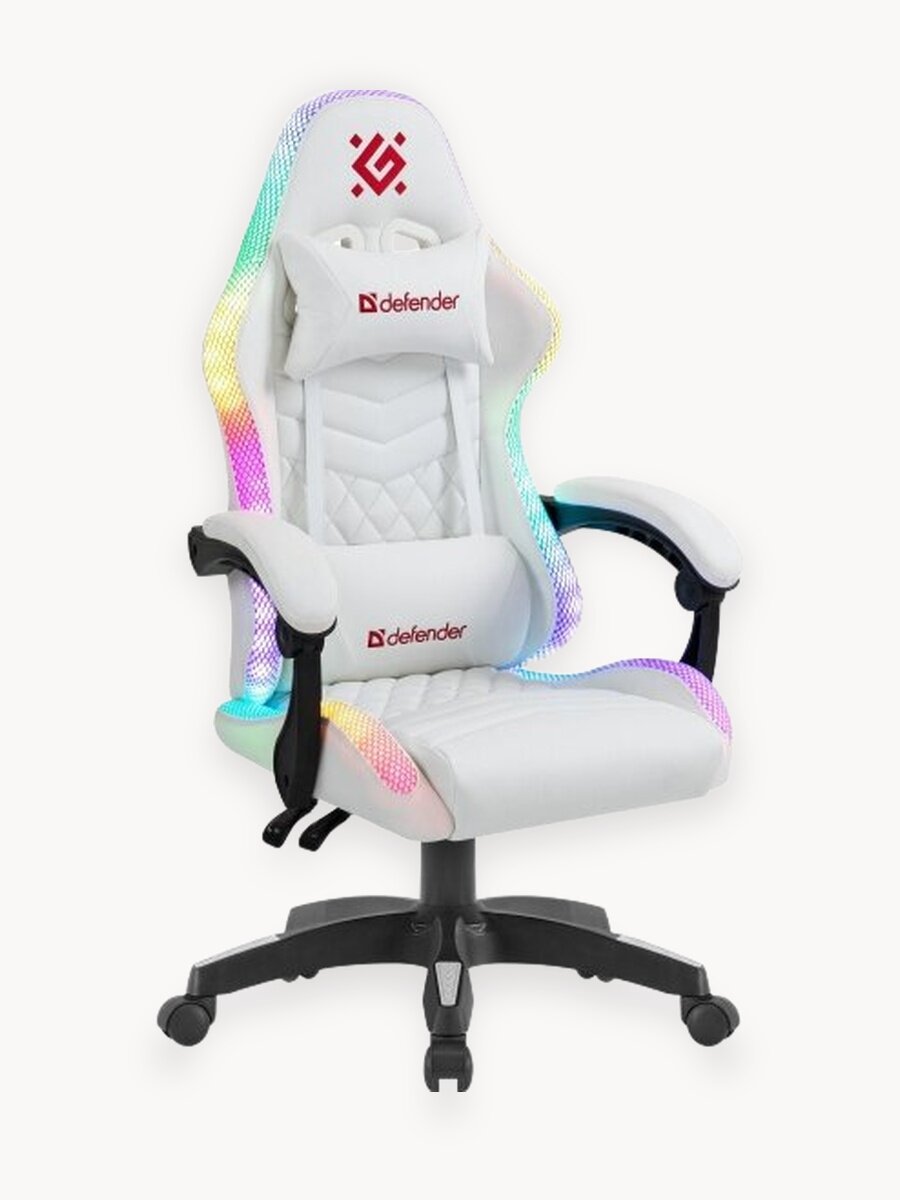 Кресло геймерское Defender Core Белый, RGB, класс 4, PU