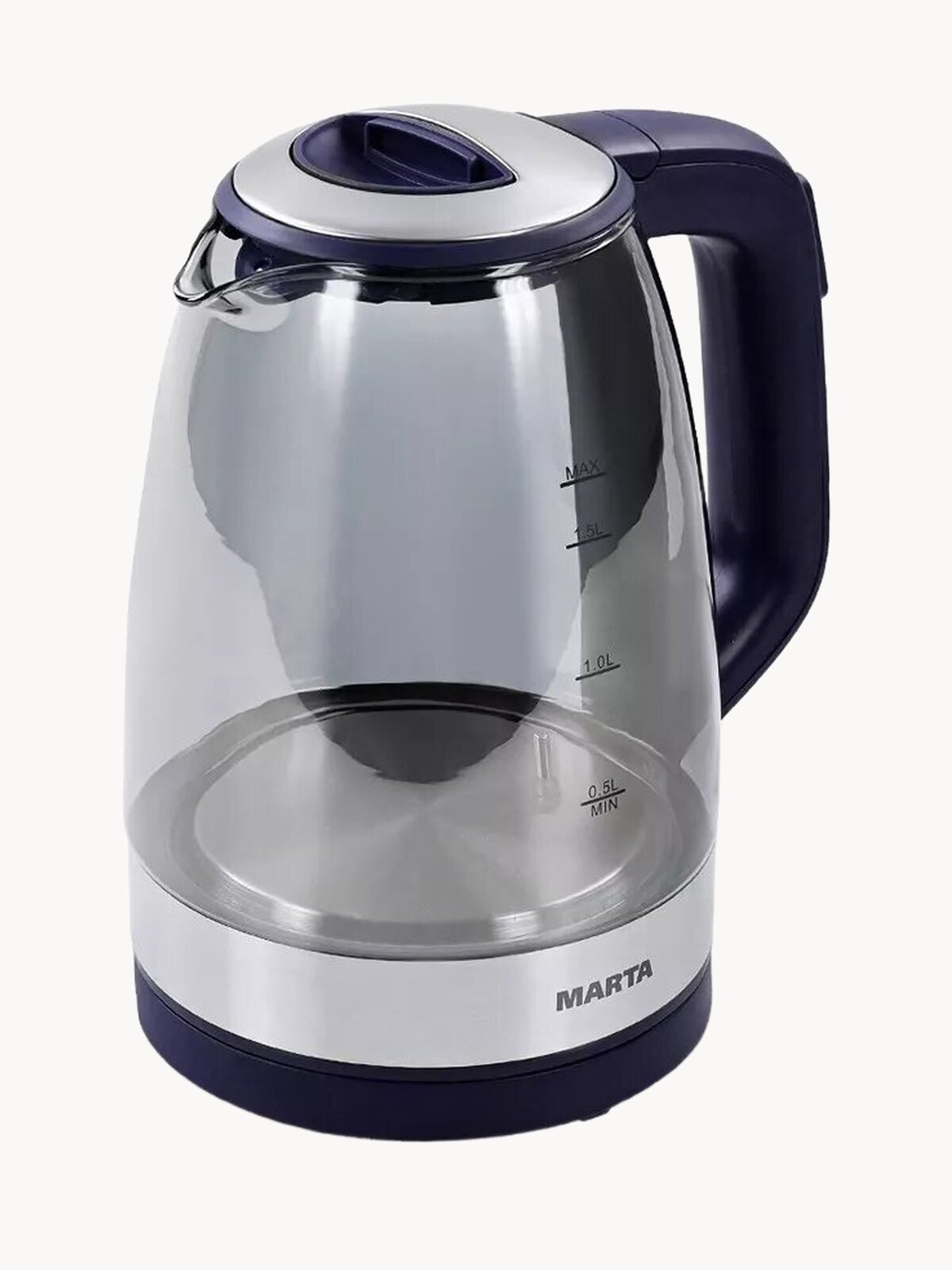 Электрический чайник MARTA MT-1088 темный топаз стеклянный с подогревом 1,7л