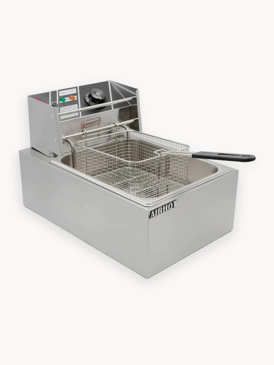 Фритюрница Airhot EEF6, нержавеющая сталь, 6 литров, серебристая, 2500Вт, съемная чаша