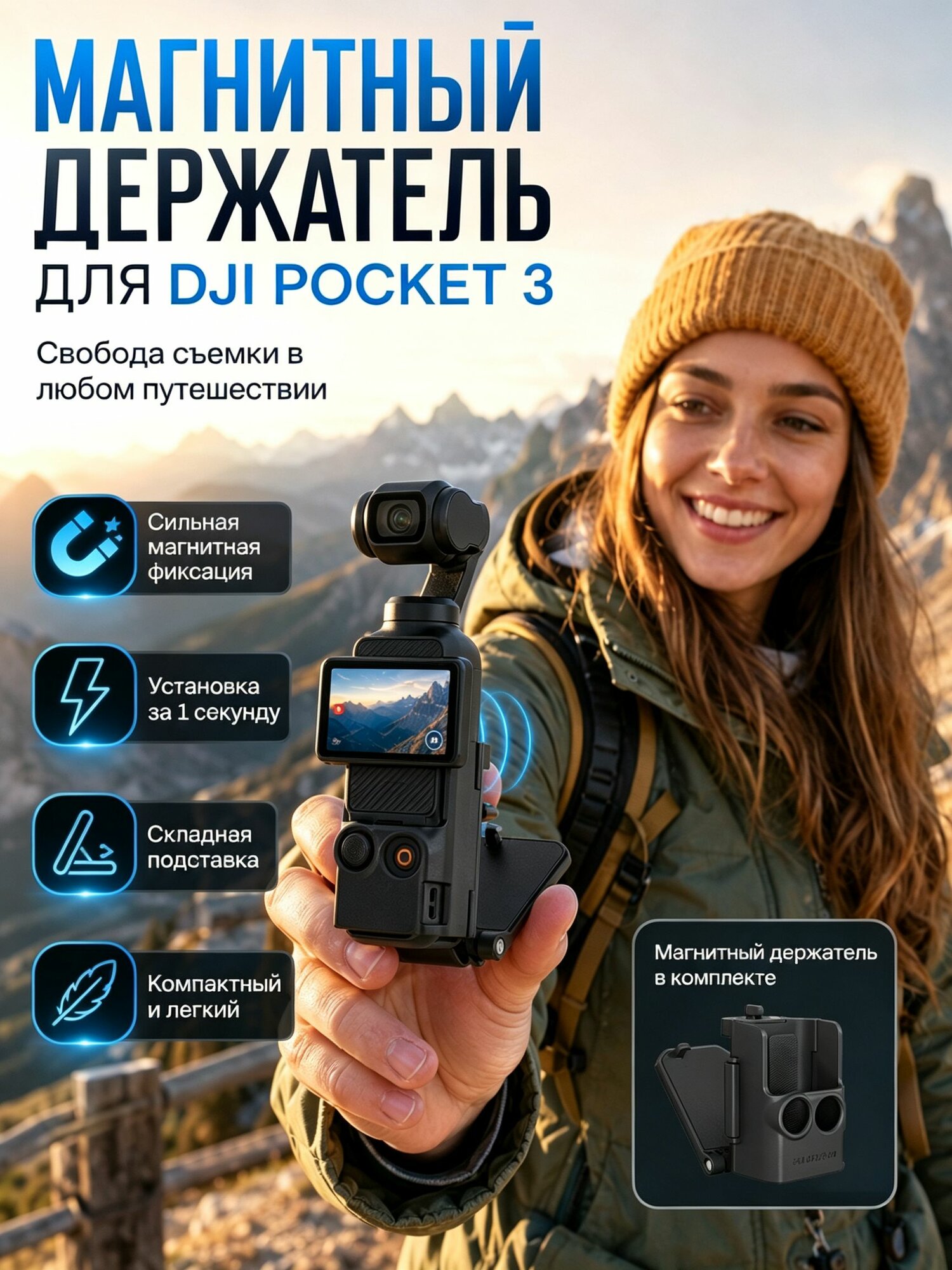 ДляDJI Osmo Pocket 3, магнитный кронштейн, основание с регулируемым углом, многофункциональная настольная база, аксессуары для камеры