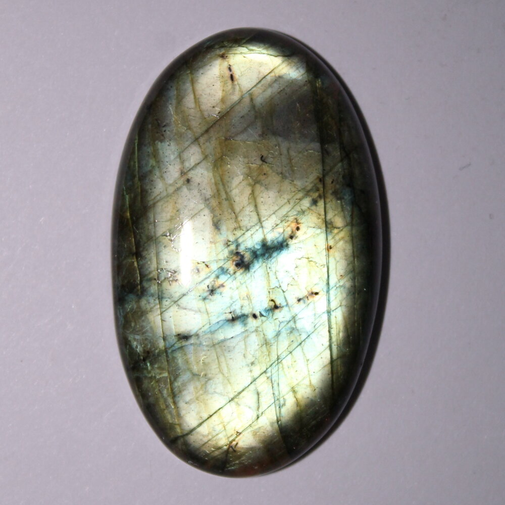 Лабрадор кабошон, натуральный камень, 41х25х4 мм, Мадагаскар, "True Stones"