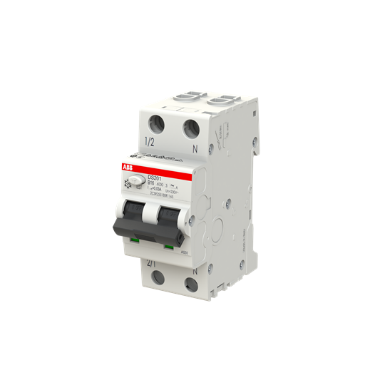 ABB Автоматический выключатель дифференциального тока (АВДТ) полюс 1P+N DS201 B16 A30 16A 30мA (2П B 16A 30mA тип A)