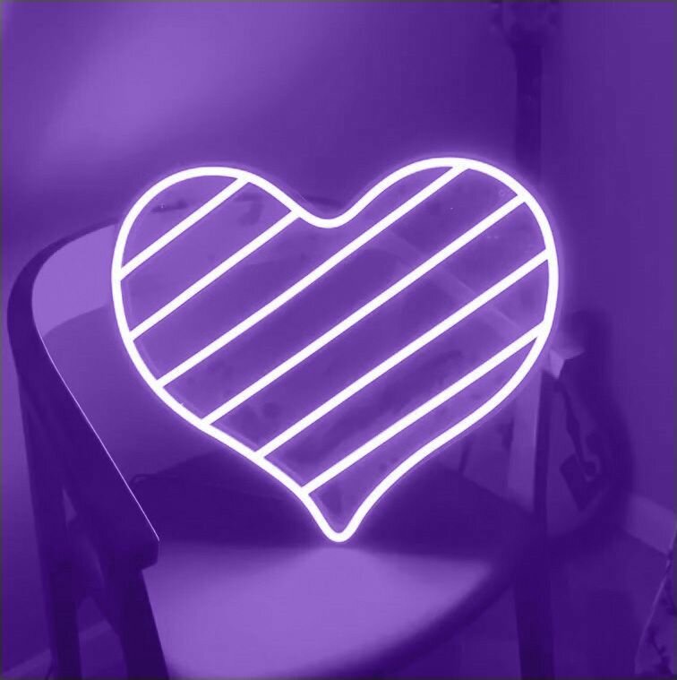 Неоновый светильник Elmarto Сердце, 43х50 см, фиолетовый