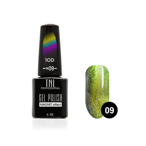 TNL Professional Гель-лак - кошачий глаз 10D № 09 - золотой малахит (6 мл.)
