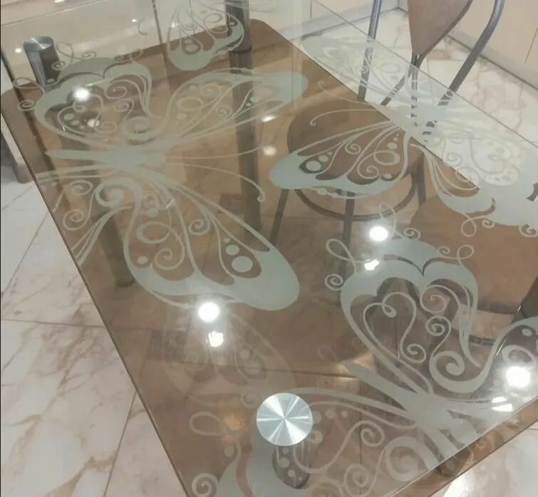 Нижняя "Столешница" стеклянная для стеклянного обеденного стола "Бабочка" тонированное 110х60 (для стола 120х70) , Fremo