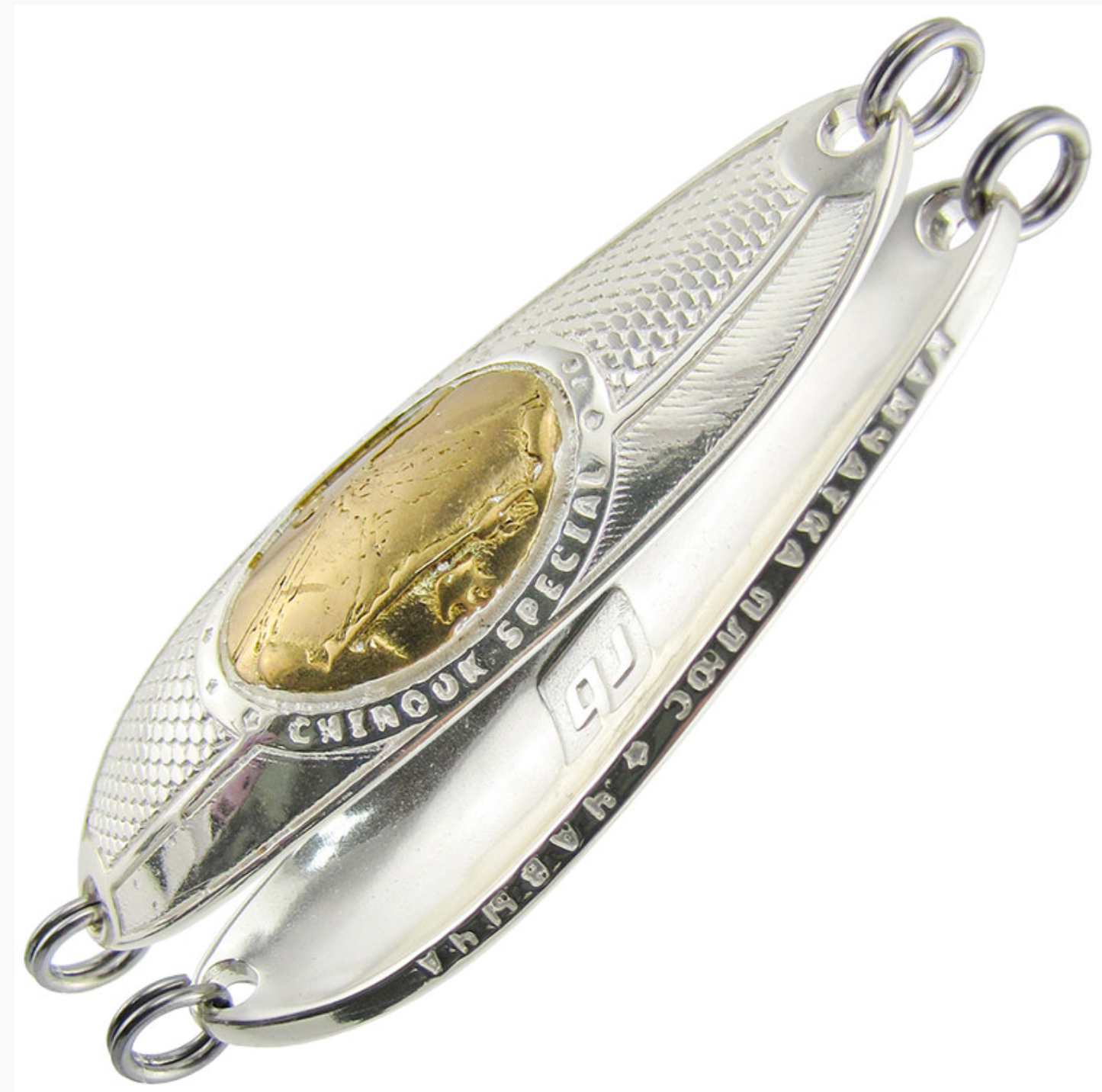 Блесна из латуни RB (Русская Блесна) Камчатка+ 30г -04, серебрение/золочение, 76mm