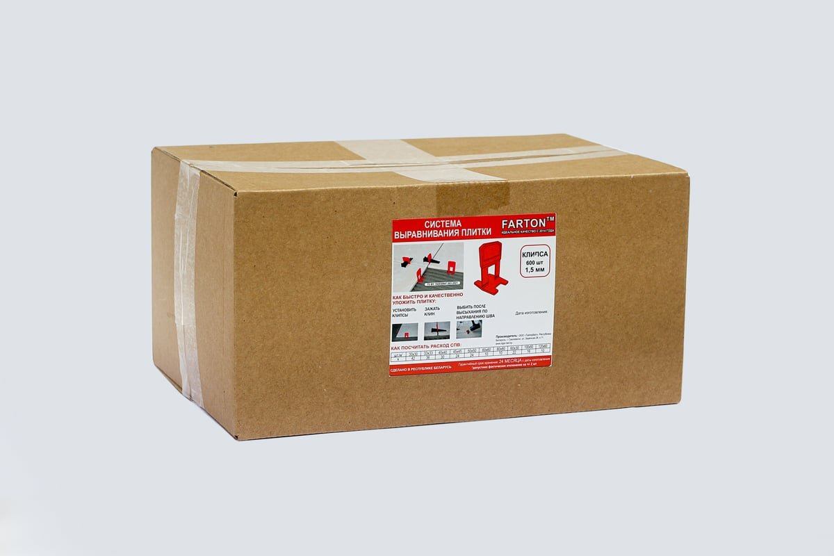 Farton 100007 Система выравнивания плитки Клипса 600 шт 1.5 мм для облицовки стен