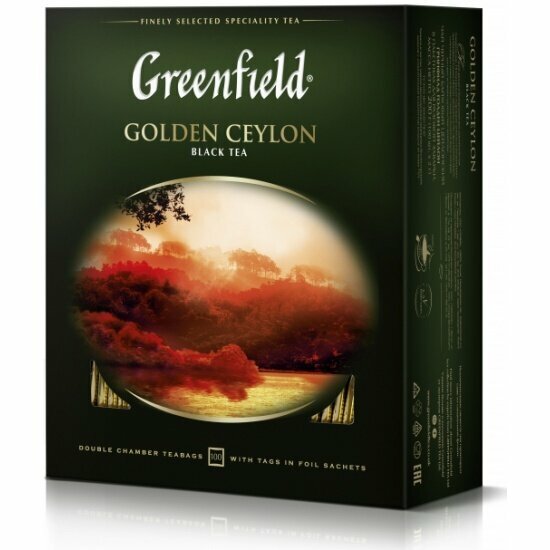 Чай черный GREENFIELD Golden Ceylon Цейлонский, 100пак, 4 шт.