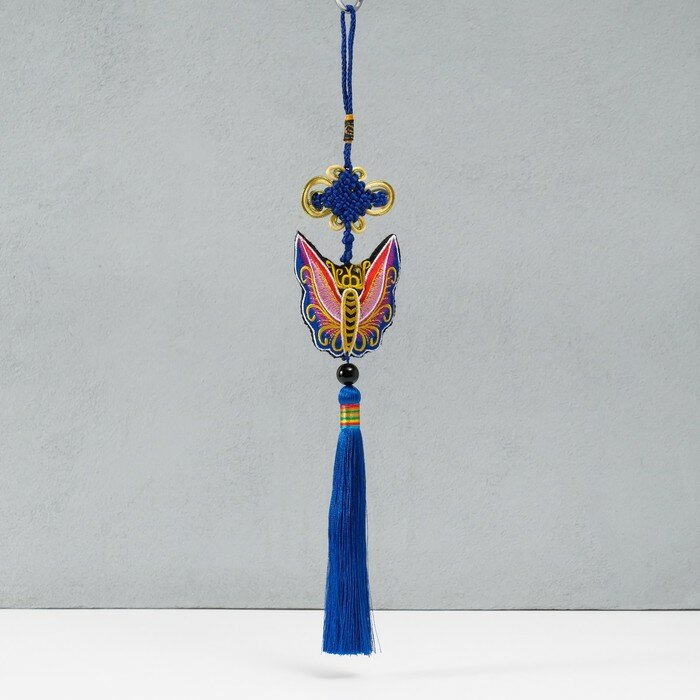 Подвеска текстиль «Бабочка», синяя, 2×6.5×27 см