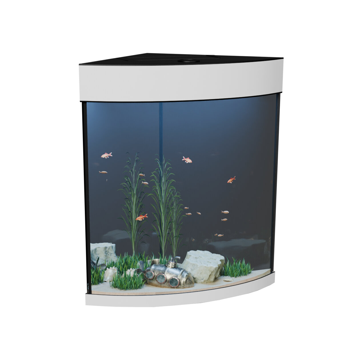 Аквариум 40 литров угловой с крышкой и освещением