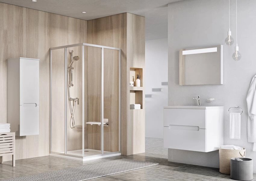 Душевое ограждение Ravak Supernova SRV2-90 S, цвет профиля сатин стекла "Водная зябь" 14V70U02ZG