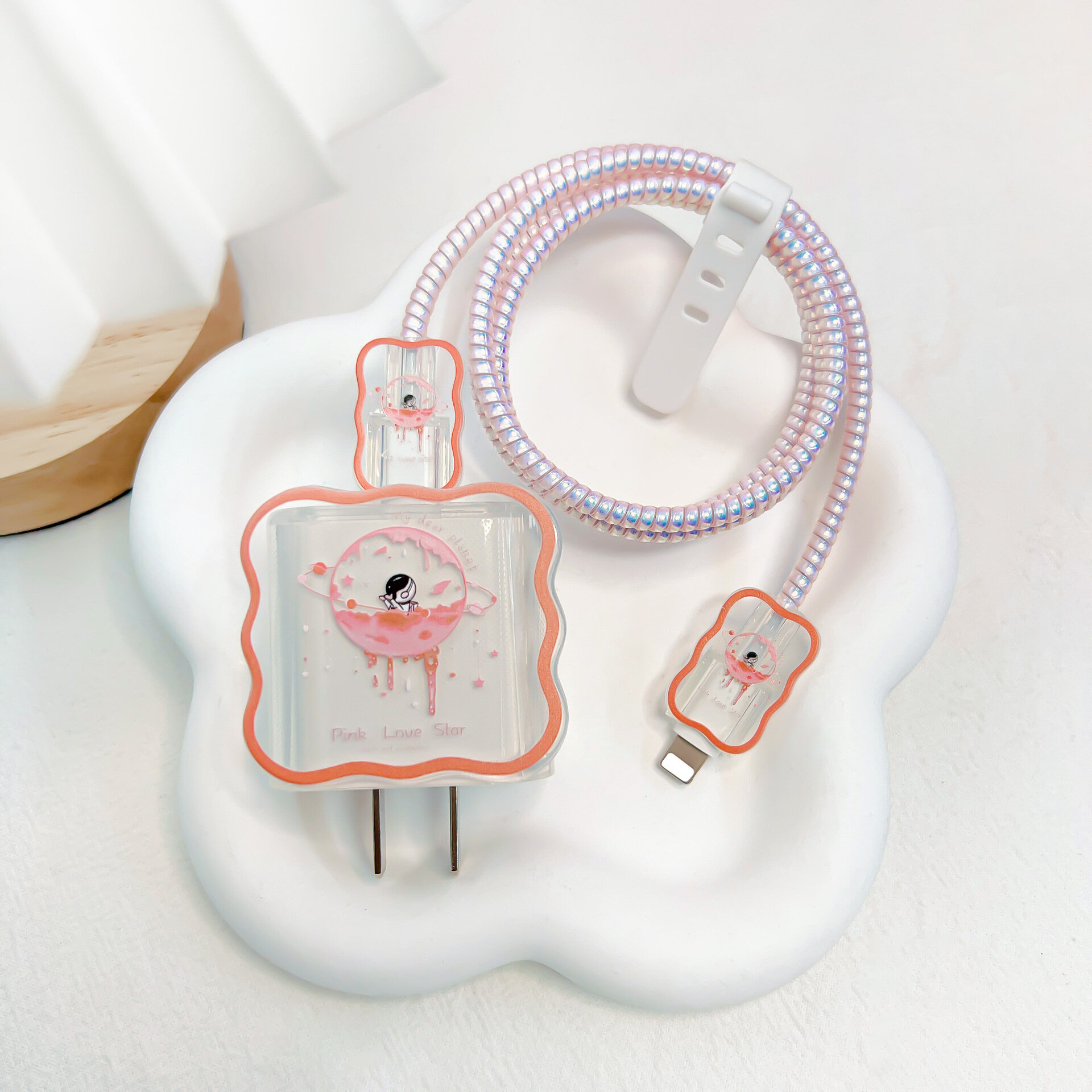 Защитный чехол Wave, для зарядного устройства Apple, розовый, с лазерной светло-розовой линией