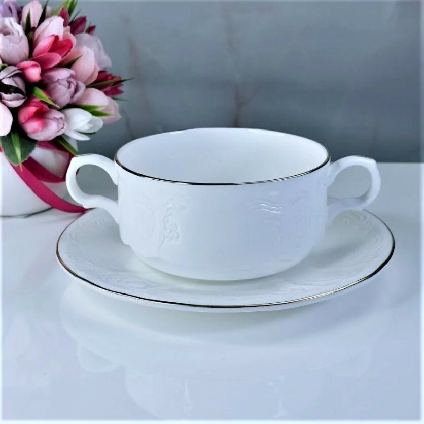 Бульонница 600мл с блюдцем MARIA GOLD Фарфор 226-203 118-226-203