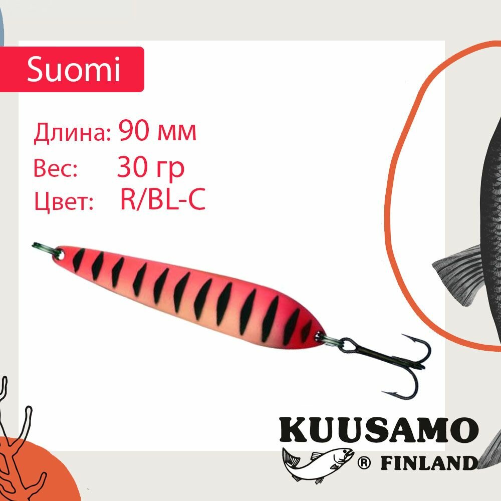 Блесна для рыбалки Kuusamo Suomi 90/30 R/BL-C (колеблющаяся)