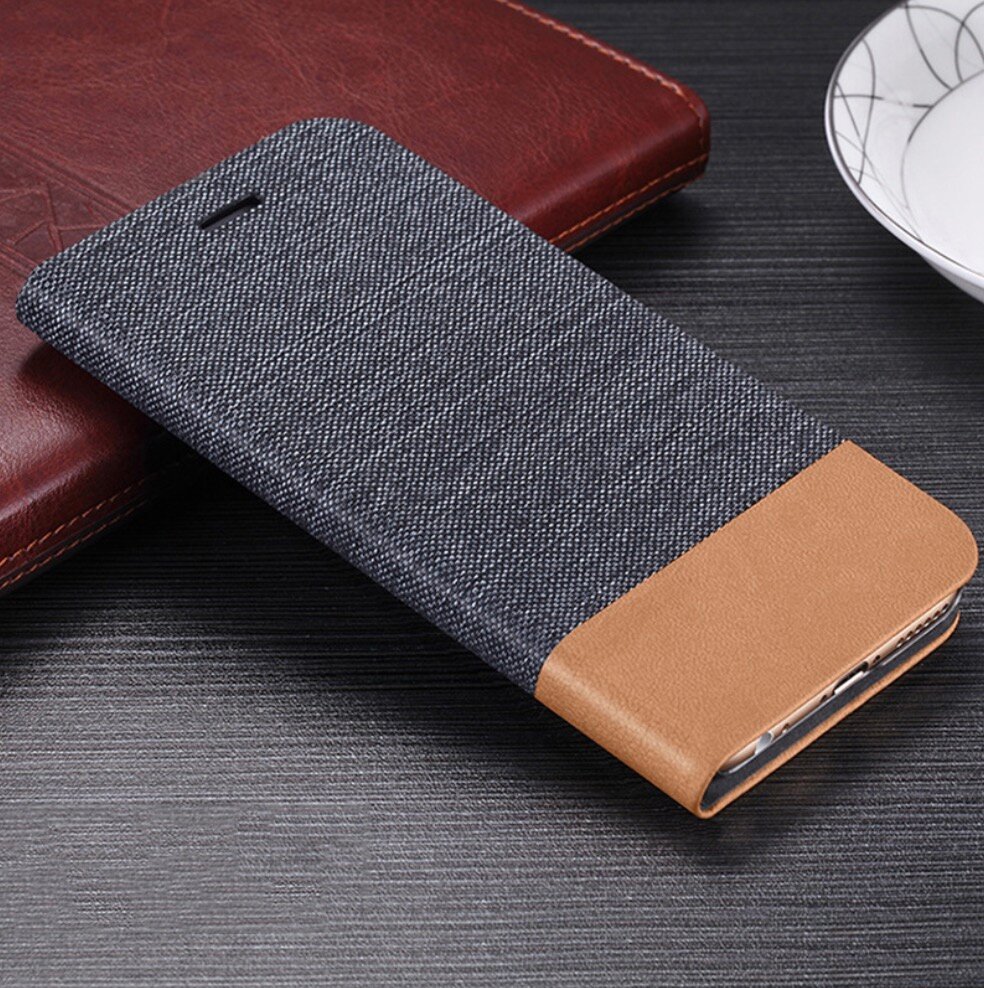 Чехол-книжка Чехол. ру Vaqueros для Huawei Honor 5A 5.0 ( LYO-L21) / Huawei Y5 2 (II) LTE из водоотталкивающей ткани под джинсу с вставкой под кожу .