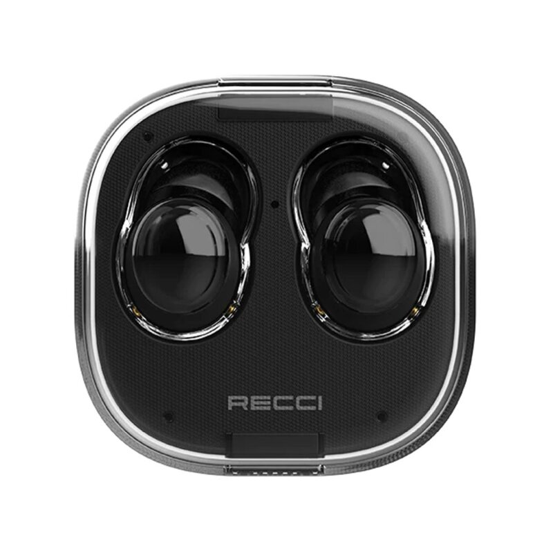 Беспроводные наушники Recci Crystal Transparent Design in-Ear, ENC, BT5.3, 300mAh/35mAh, Черный