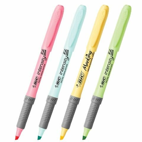 Набор текстовыделителей BIC "Grip Pastel" 4 шт, Ассорти, линия 1,6-4 мм, 964859