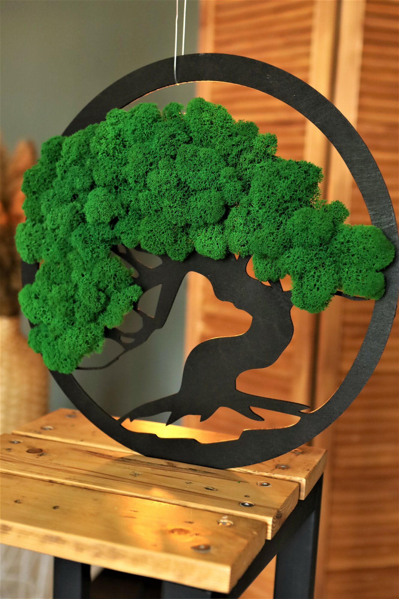 Картина Studia MiRaS "Стабилизированный мох", 3D, дерево, матовая, черная