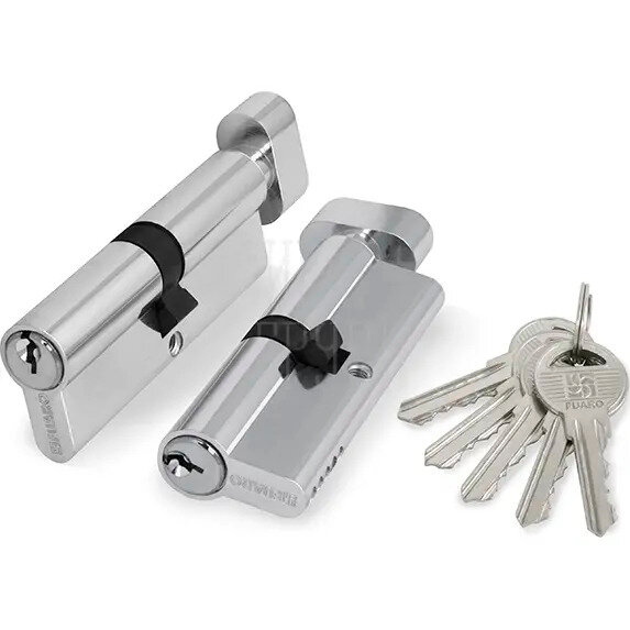 Цилиндровый механизм Fuaro (Фуаро) (100 ZM/80) 1000ZMKnob 80 mm (35+10+35) с вертушкой хром