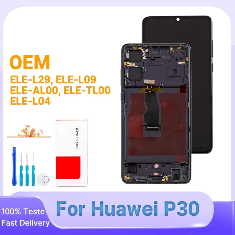 ЖК-дисплей AMOLED для Huawei P30, дисплей 100% дюйма, сенсорный экран, дигитайзер в сборе, дисплей для Huawei P30, ЖК-дисплей, телефон INCELL With Frame