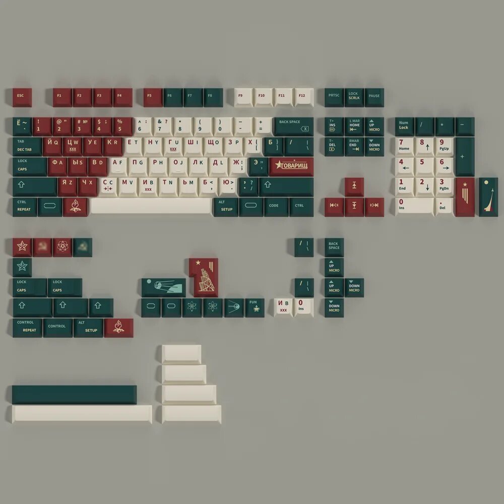 Русская клавиатура Davalich PBT, материал Cherry Profile, 5 боковых сублимаций, 140 клавиш для MX Switch, механическая игровая клавиатура