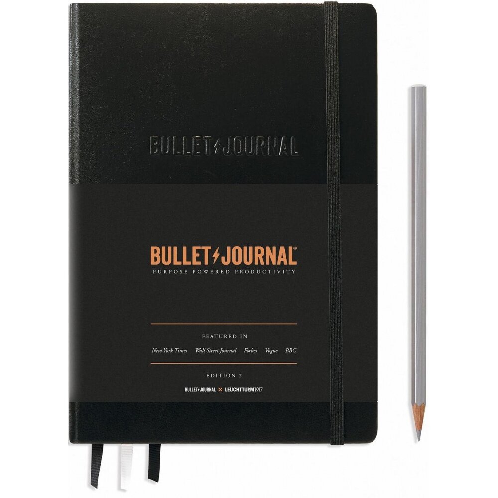 Leuchtturm 363572 Блокнот leuchtturm1917 bullet journal edition 2, a5, 120 г/м2, 206 стр, в точку, твердая обложка, черный