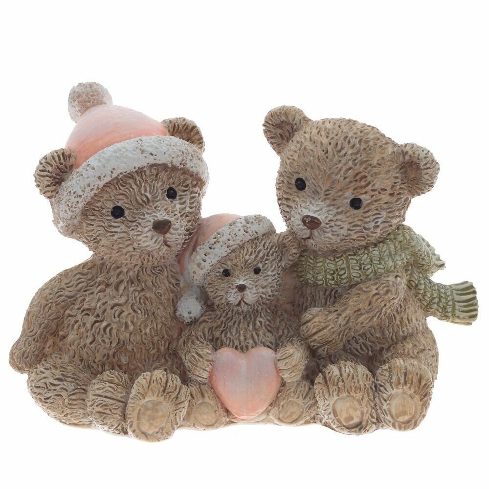 Фигурка новогодняя мишки с сердечком. Новогодний сувенир L10,5 W5 H7 см.