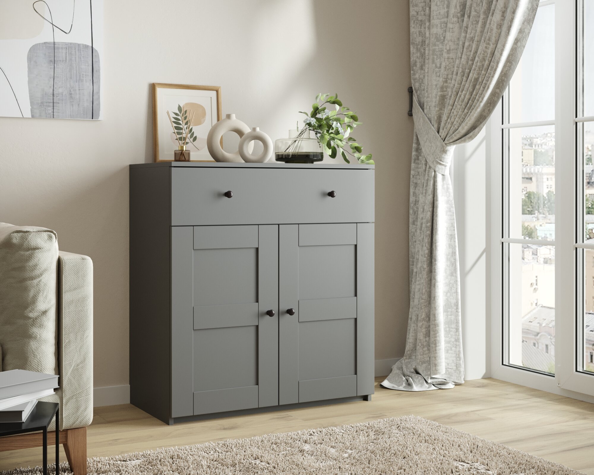 Комод с выдвижными ящиками Мебель на Руси "Ричи 9" 80х90х43 Серый графит