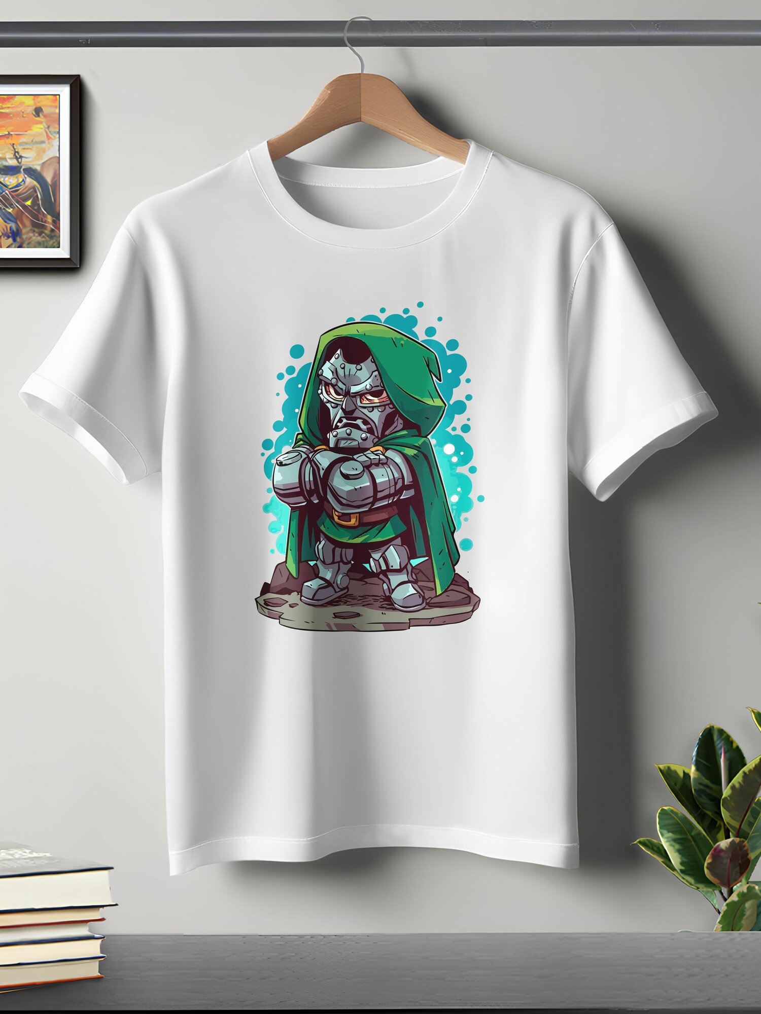 Футболка ONEQ унисекс 52-54 (XXL) размер с принтом Доктор Дум, белая