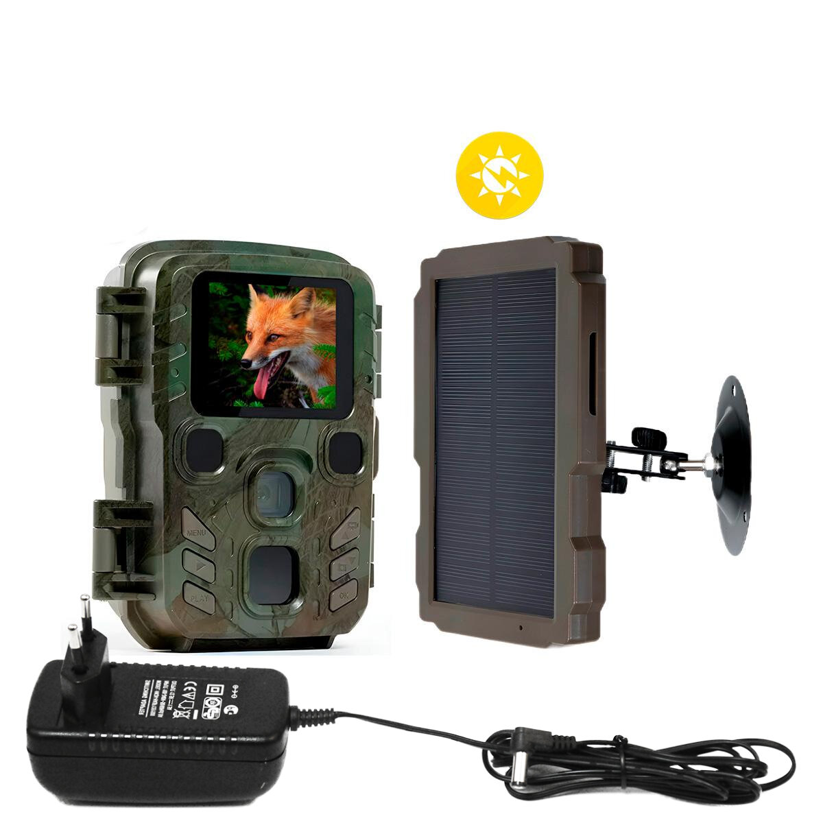 Фотоловушка для охоты с солнечной батареей Filin Mini301 (Orig) (C81007OK) и SP-Dual-08 - уличные камеры с солнечными панелями. Фотоловушка Филин.