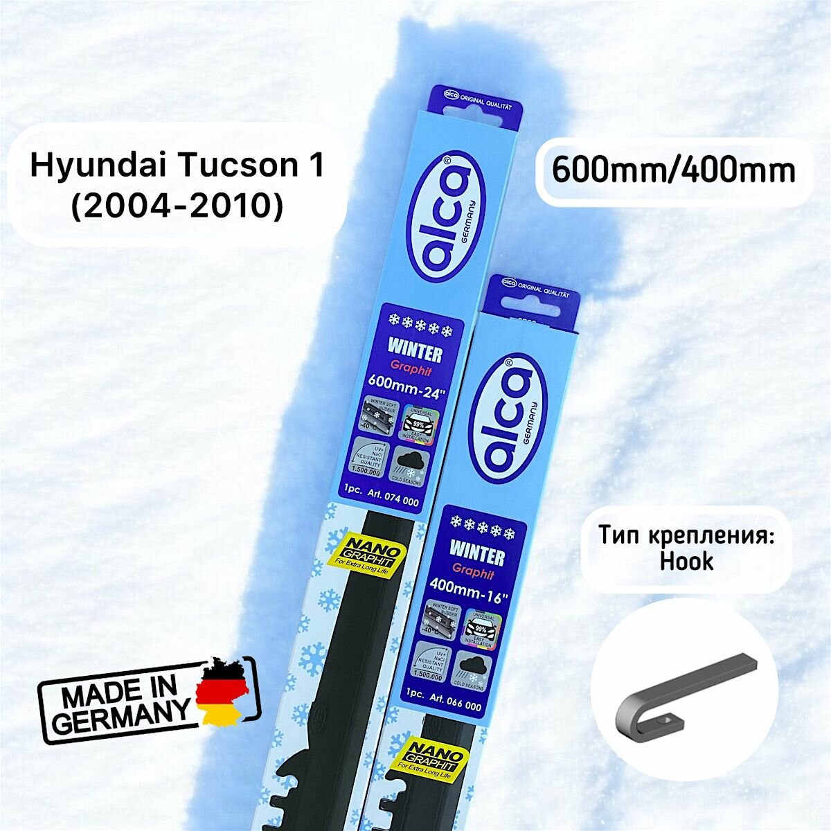 Зимние дворники Hyundai Tucson 1 поколение (2004-2010) зимние щетки стеклоочистителя хендай туксон 1 600-400 Hook
