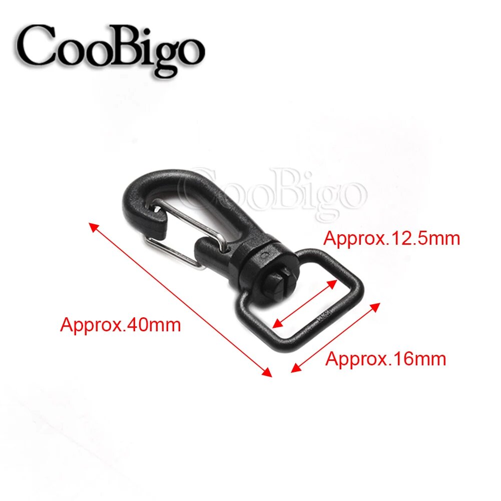 CooBigo пластиковые поворотные карабины черные 10 шт.