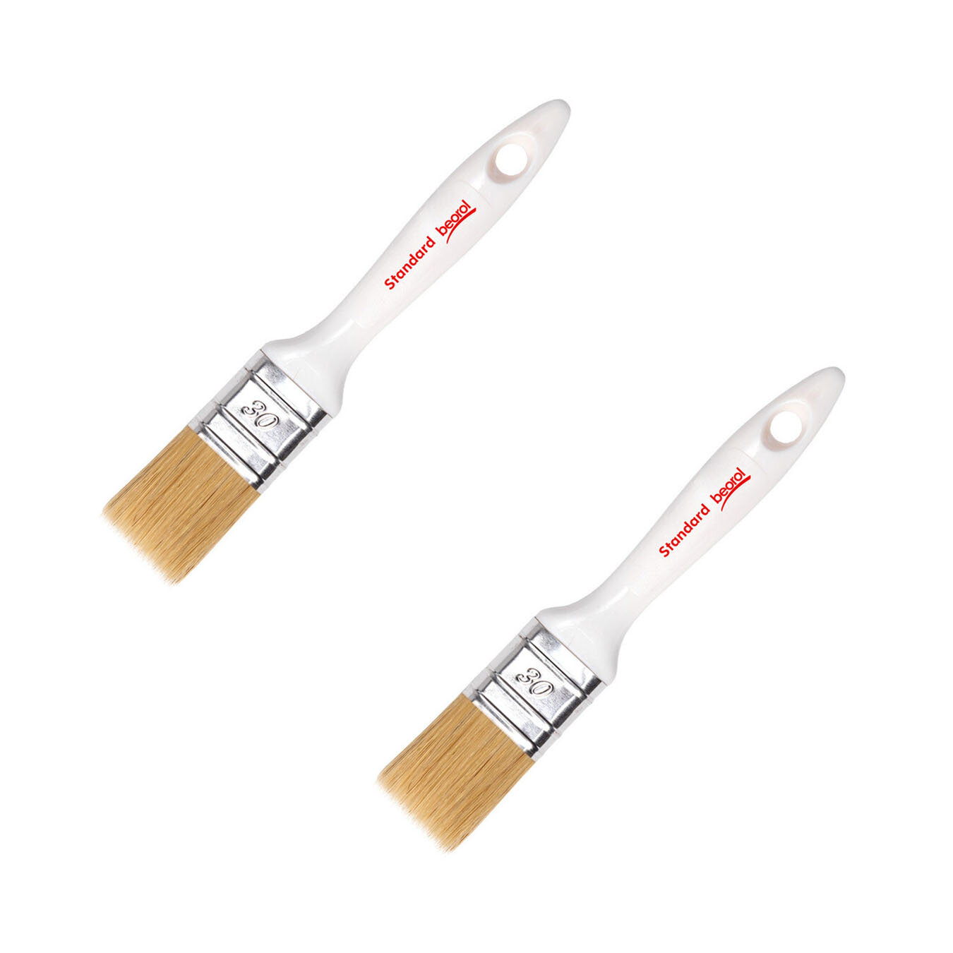 Кисть плоская смешанная щетина пластиковая ручка 30х14 мм для эмалей и лаков на алкидной основе (2 шт.)