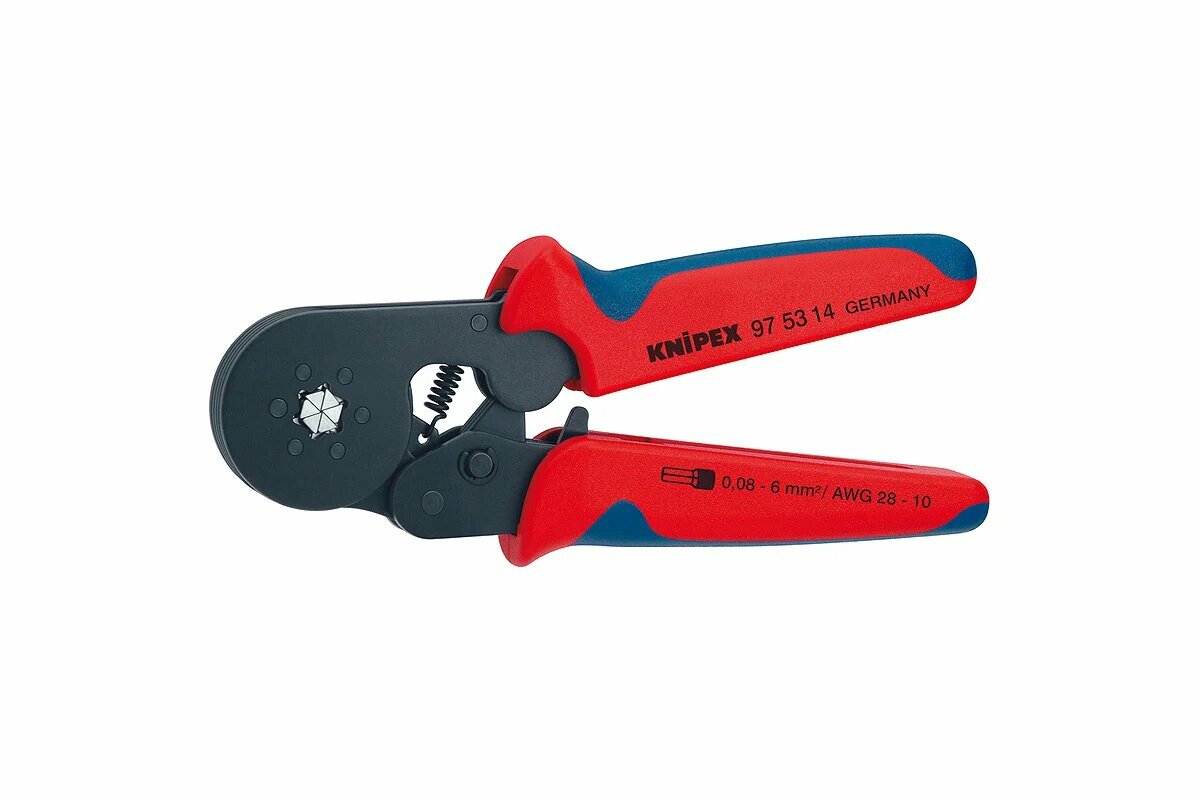 Клещи обжимные KNIPEX KN-975314, диапазон 0,08–10 мм², хромованадиевая сталь, DIN 46 228, часть 1 + 4