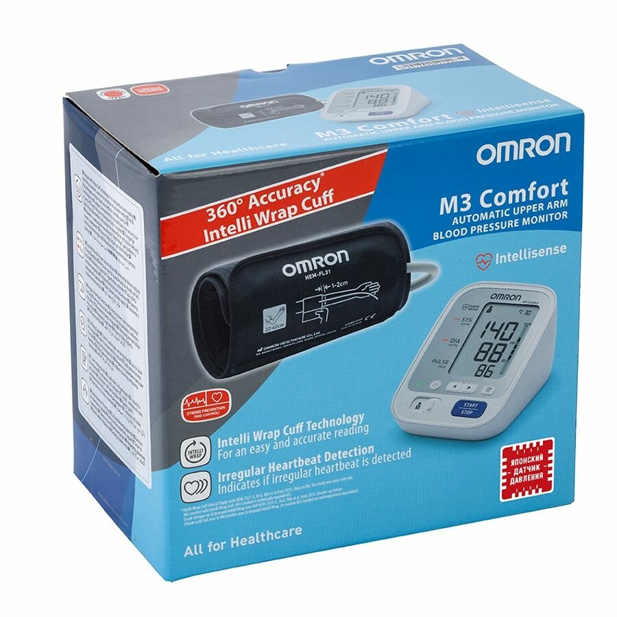 Тонометр OMRON M3 Comfort адаптер+инновационная манжета 360 размер 22-42см