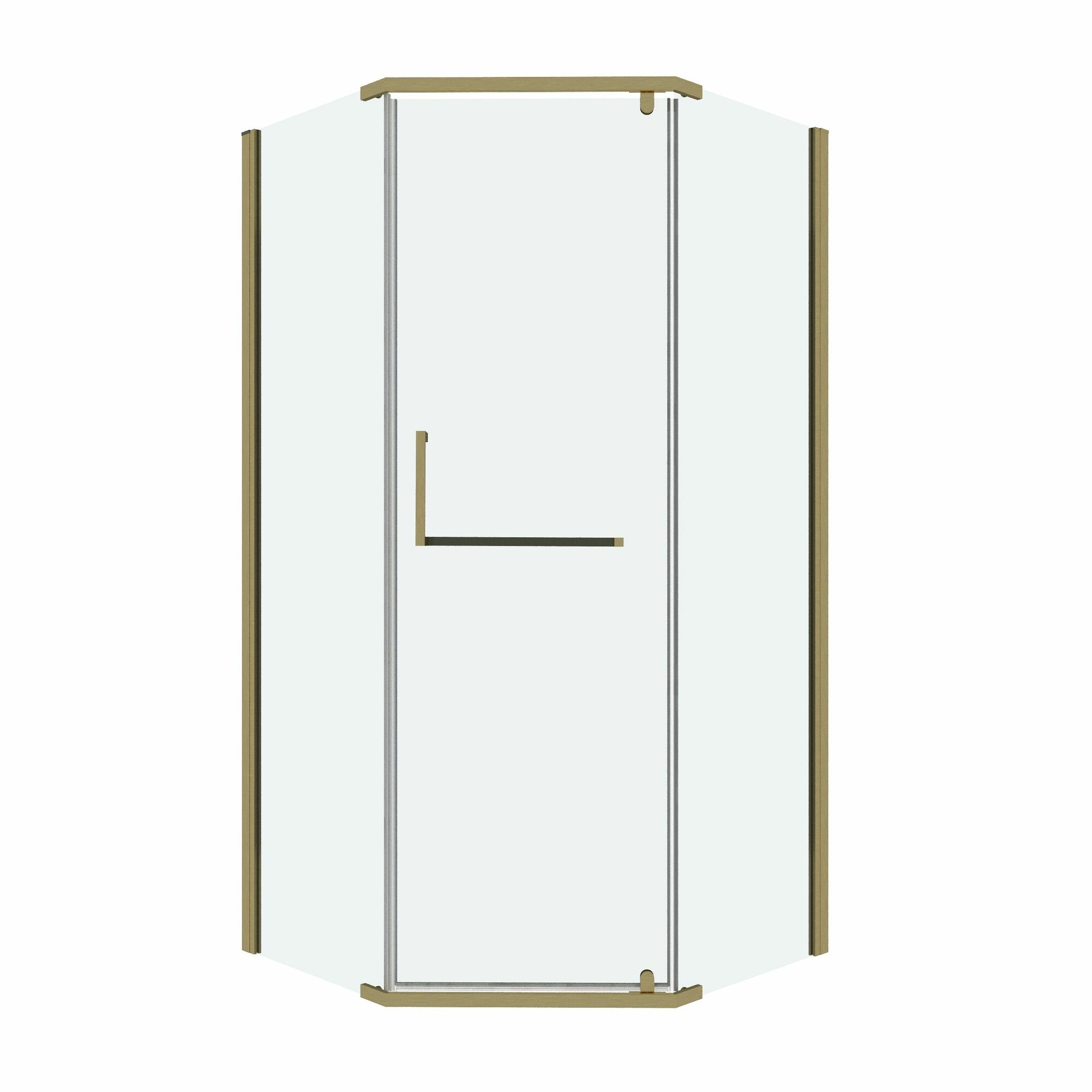 Душевое ограждение Grossman Pragma 302. K33.03.9090.32.00 (90х90х195) трапеция, распашная, золото сатин, стекло прозрачное, 1 место