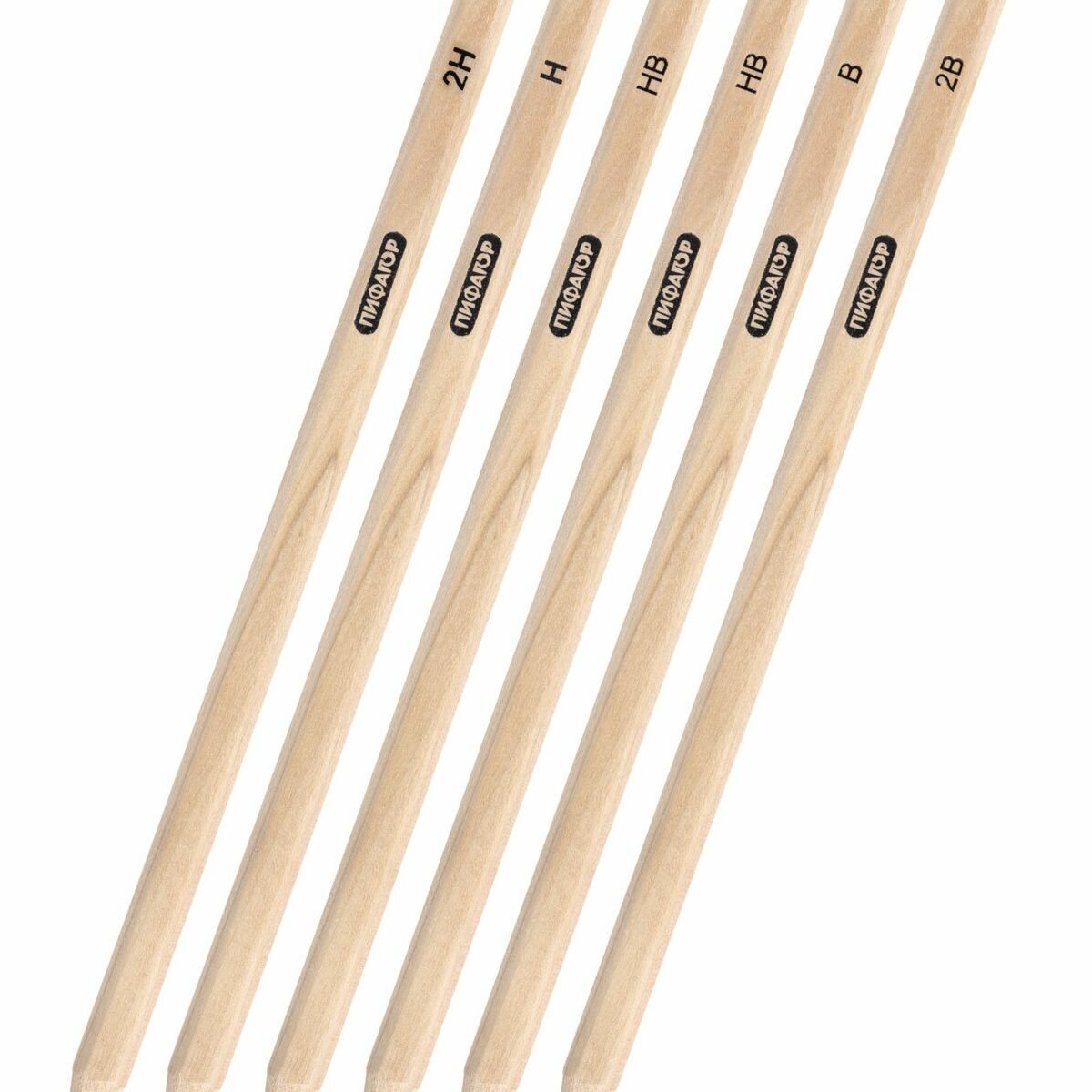 Набор чернографитных карандашей Пифагор (2H-2B) 6шт. (181999)