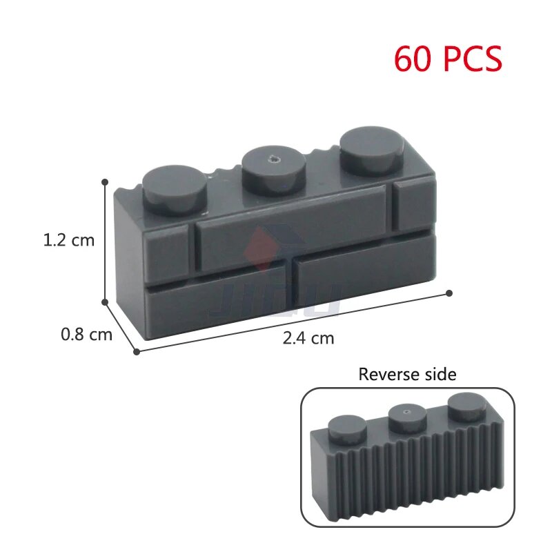 Кубики LEGO 1x3 черные 60шт