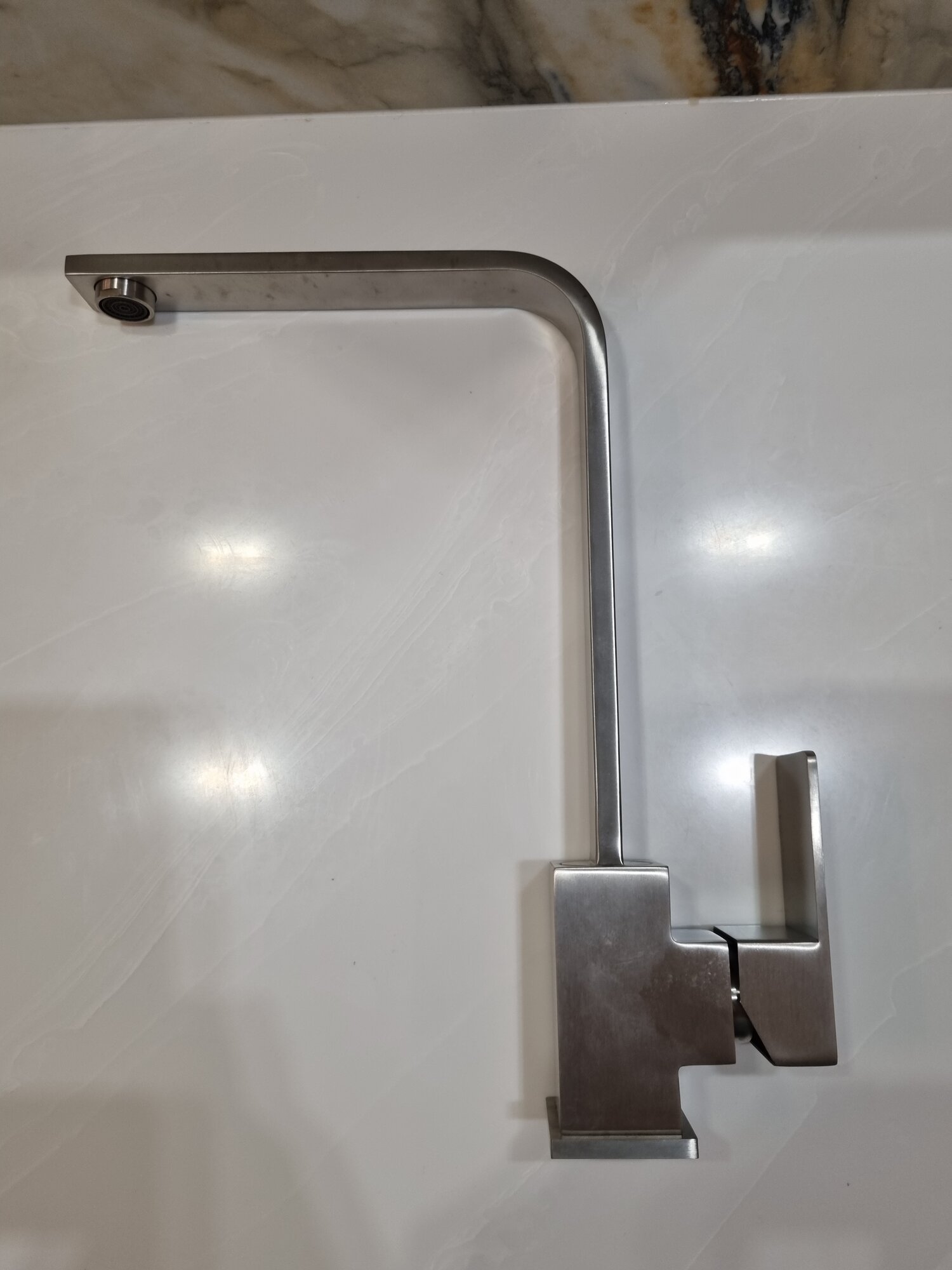 Смеситель для кухни MELANA MLN-F8114, из нержав. стали, 1-рычажный, с высоким изливом, тип поверхности сатин (матовый)