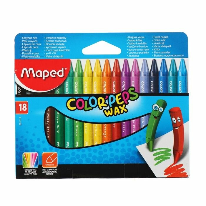 Мелки восковые Maped "Color Peps Wax", 18 цветов (6021200)