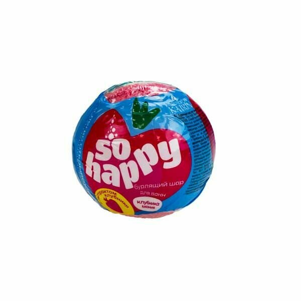 Шар бурлящий Лаборатория Катрин SOHappy "Клубника Мания" ароматизированная, 120 г