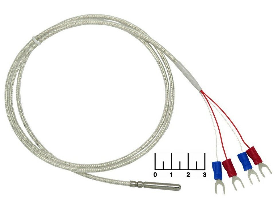 Датчик температуры PT100 100 Ом 1м 4*30мм (4 провода) (-50.~200C)