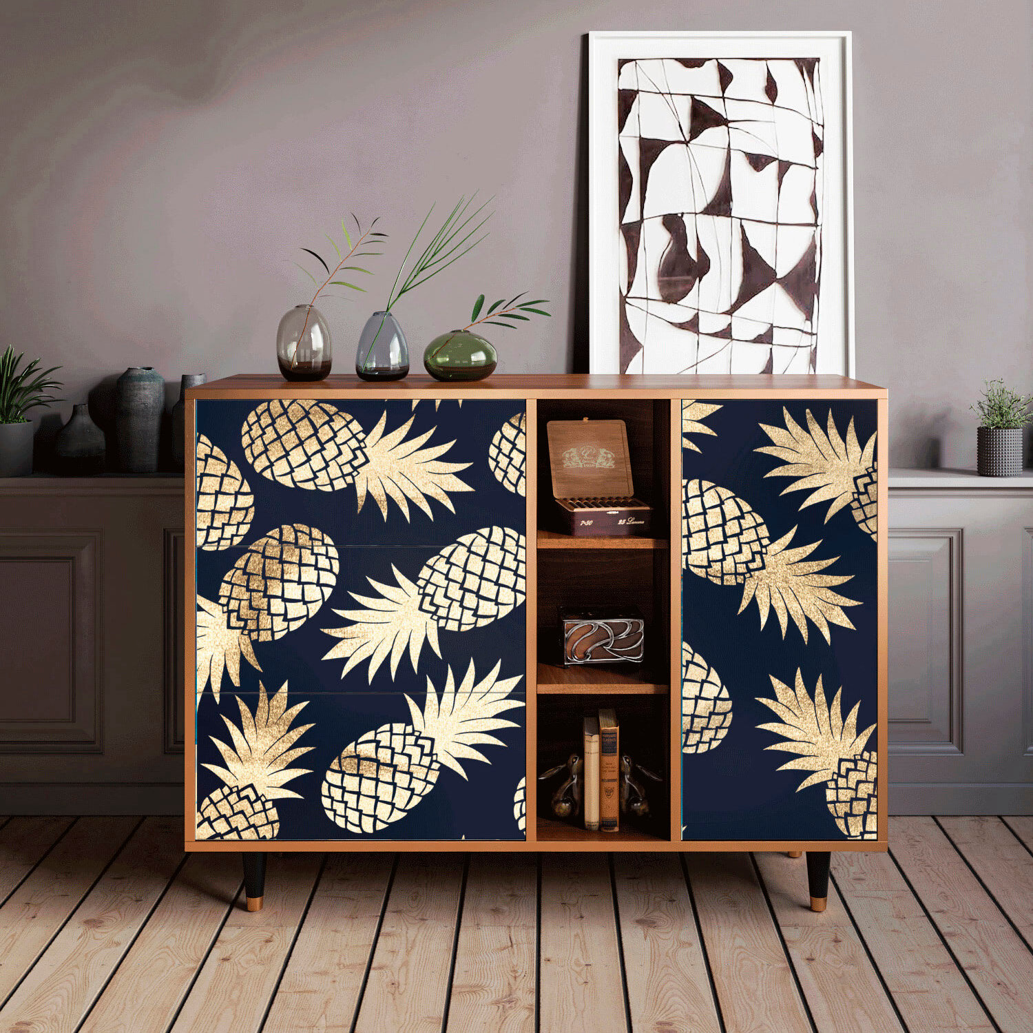 Комод - STORYZ - BS2 Sunny Pineaple, Разер - 125 x 97 x 48 см , Цвет корпуса - Орех