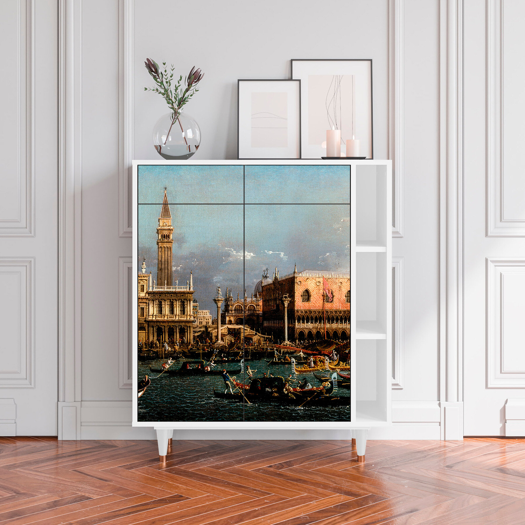 Комод - STORYZ - BS6 The Bucintoro at the Molo on Ascension Day by Canaletto, Размер - 94 x 110 x 41 см, Цвет корпуса - , Белый