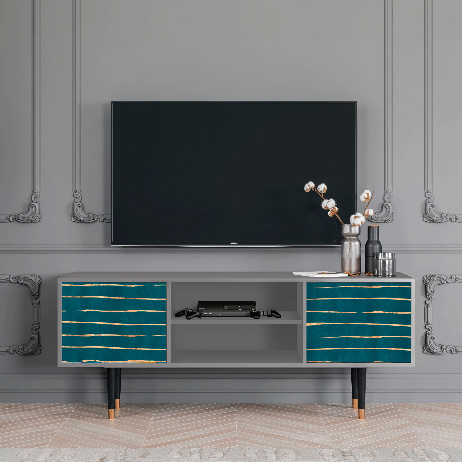ТВ-Тумба - STORYZ - T2 Ocean Drive, Размер - 170 x 69 x 48 см, Цвет корпуса - , Серый