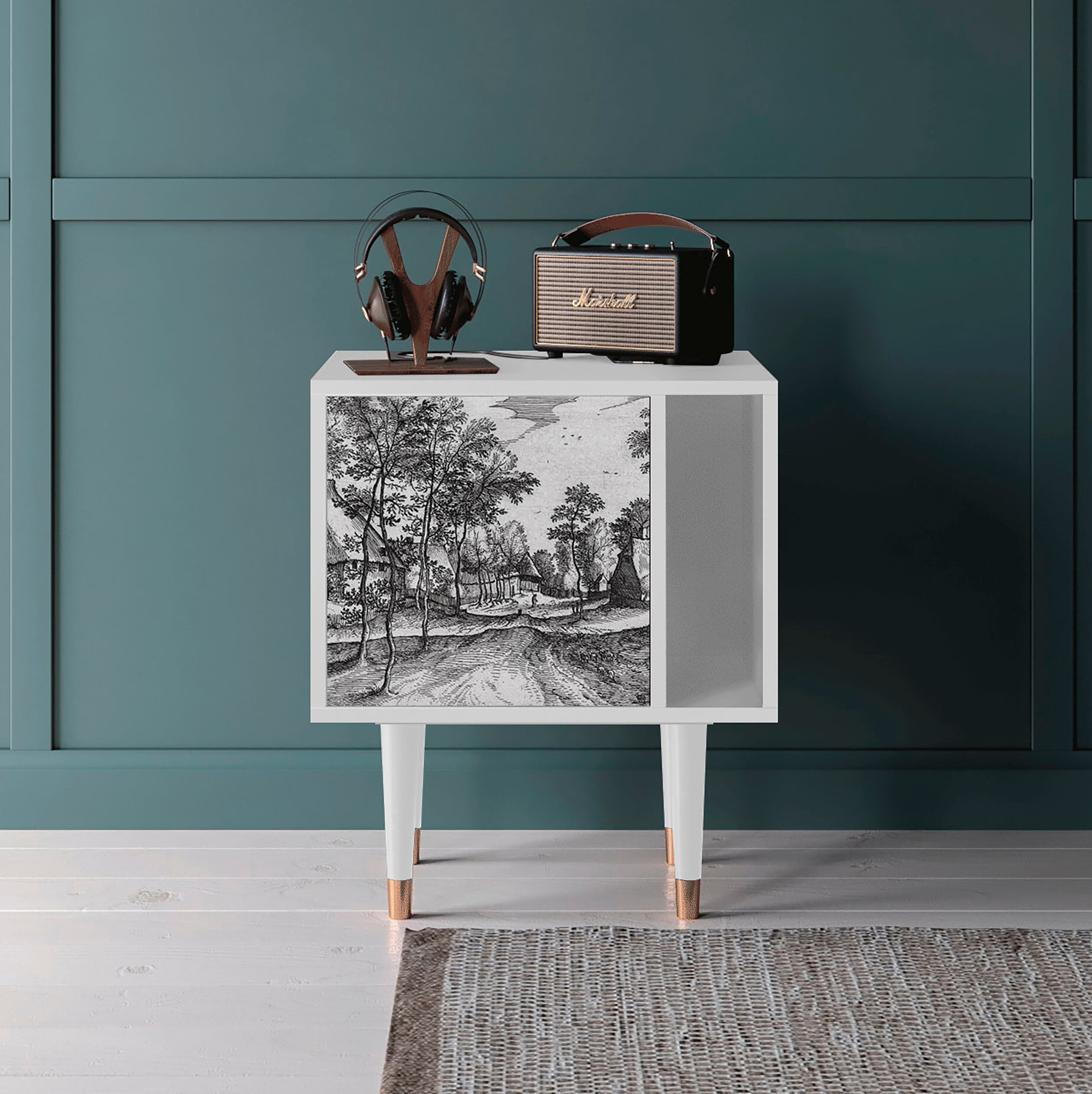 Прикроватная тумба - STORYZ - S2 Village Road by Pieter Breugel, Размер - 58 x 69 x 48 см, Цвет - Белый