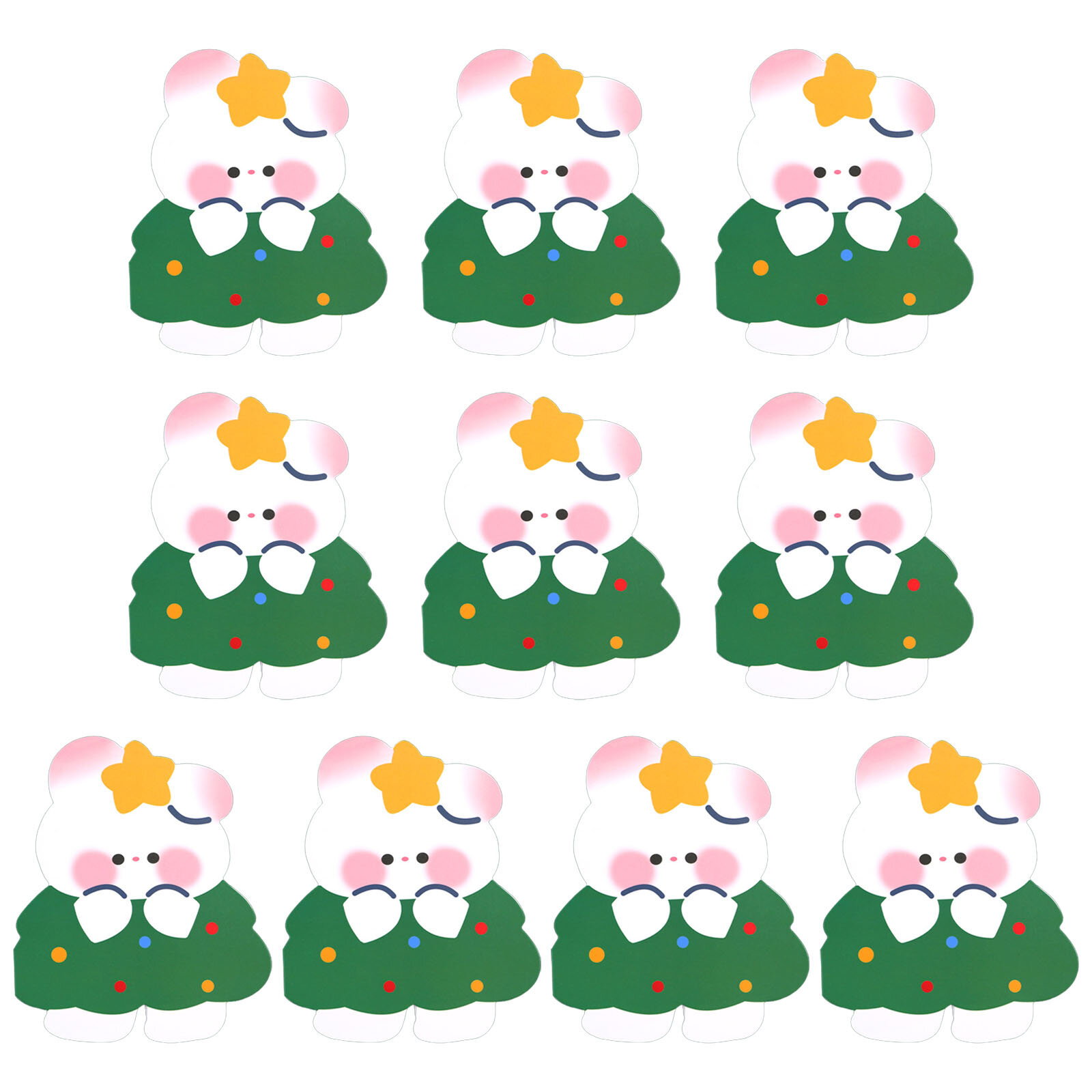 1 упаковка из 10 листов, рождественские поздравительные открытки особой формы, кролик с пожеланиями